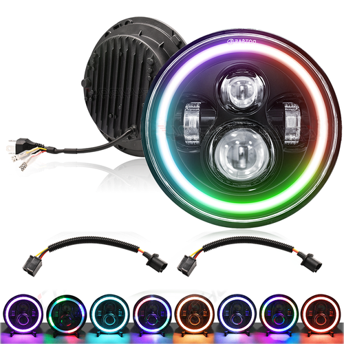 RGB Halo 7" inch Round LED Projector Hi/Lo Beam Headlight DRL for ...