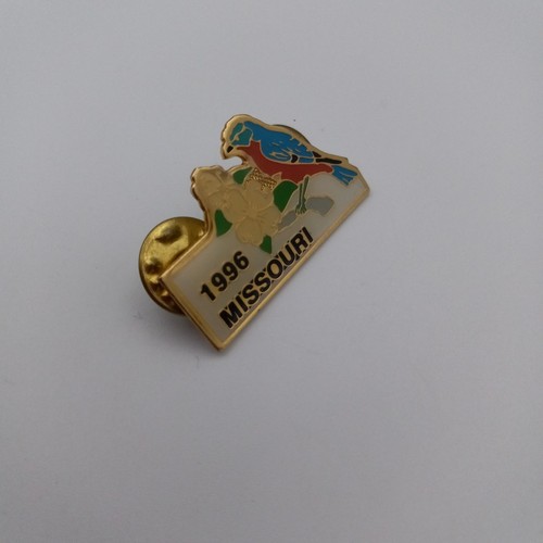 Vintage Missouri State Bird Flower Bluebird Hawthorn Berry Tie Lapel ...