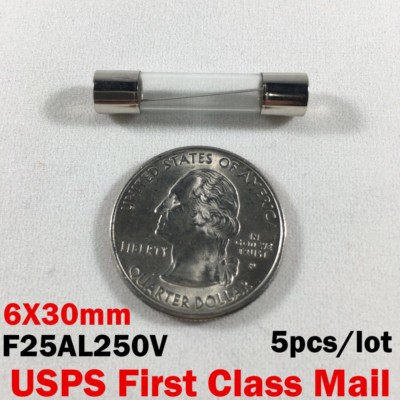 5pcs/lot 6X30mm F25AL250V 25A 250V F2AL Quick Blow Fast-Blow Fuse Glass ...