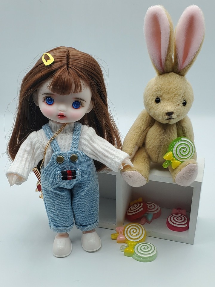 🍭 Hand-Painted Customized 16cm 1/8 Mini BJD Doll with Outfit and ...