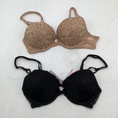 Victoria's Secret Push Up Bras Women's Size 32B Black And Tan | eBay