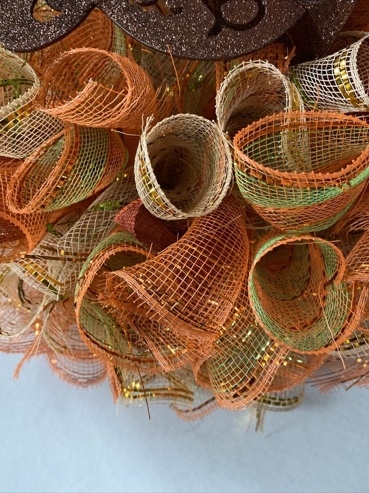 Deco Mesh Fall Wreath, Fall Decor, Holiday Wreath, Thanksgiving, Door ...