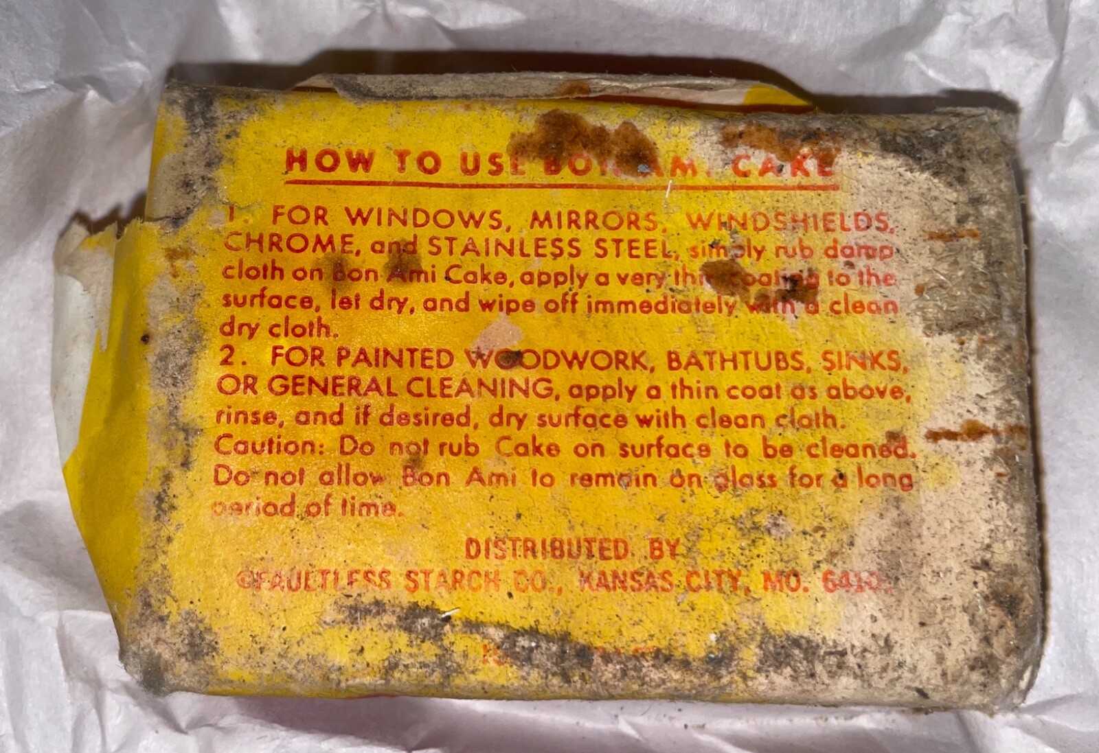 VINTAGE 1940’s OLD BON AMI SOAP CAKE BAR OF SOAP 4oz MIRRORS WINDOWS ...