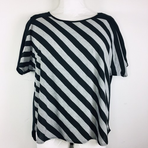 Pinc Maternity Womens Top sz 2X Black Gray Striped Short Sleeve Crew ...
