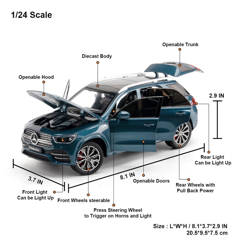 1:24 Diecast Vehicle for Mercedes-Benz GLE350 Model Car Toy Sound Light ...
