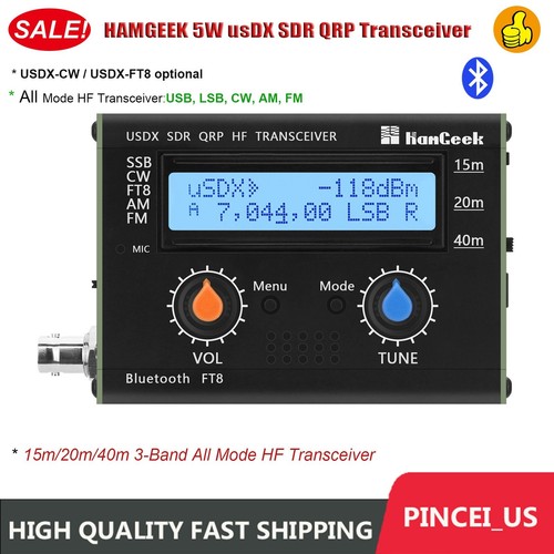 HAMGEEK USDX-CW/FT8 5W usDX SDR QRP Transceiver 3-Band All Mode with ...