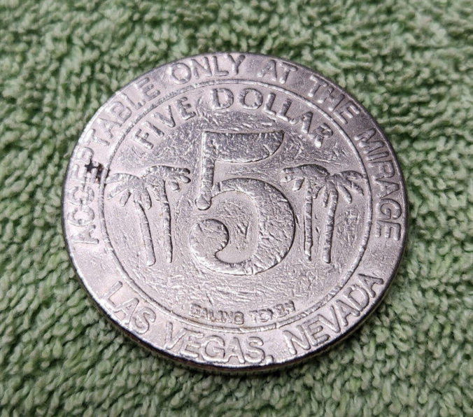 Mirage Las Vegas $5 casino slot token obsolete gaming token SLOT ...