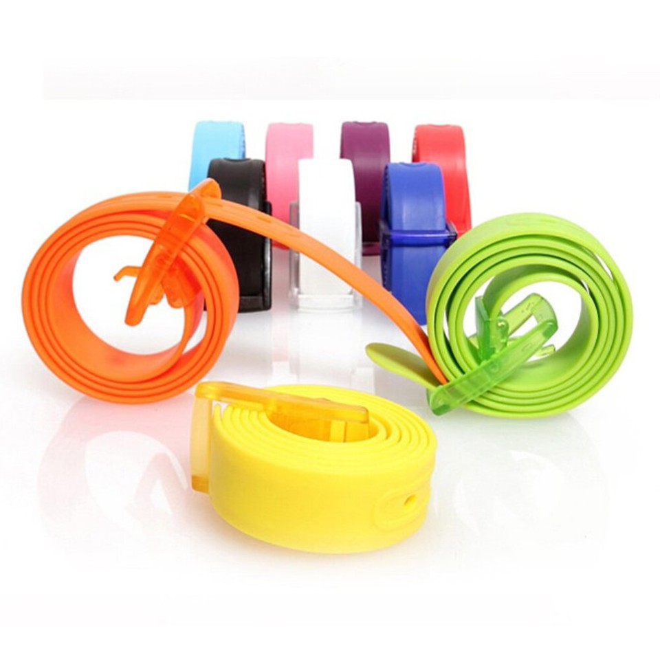 Adjustable Cut to Fit Rubber Plastic Jelly Silicone Casual Belt With ...