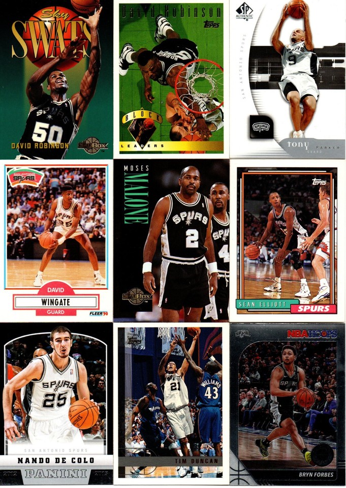 SAN ANTONIO SPURS CARD LOT DAVID ROBINSON TIM DUCAN SEAN ELLIOTT VINNY ...