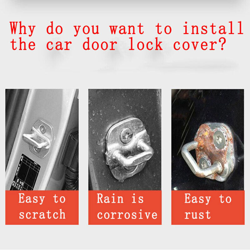 Red Stainless Car Door Lock Striker Protective Cover Case Accessories ...