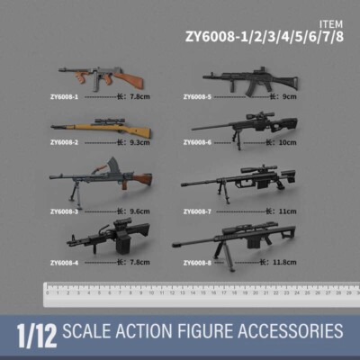 1/12 Weapon Set Military Static Army Gun Model for 6" Collectible ...