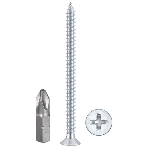 Cross Recessed Wood Screw with Bit (#6,#8,#10) 131Pcs, Carbon Steel ...