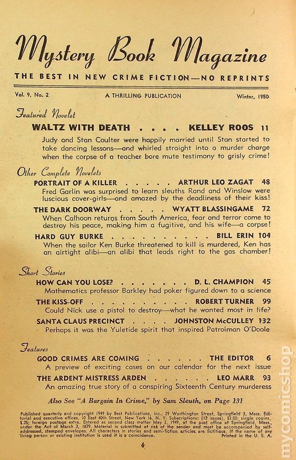 Mystery Book Magazine Pulp Jan 1950 Vol. 9 #2 GD | eBay