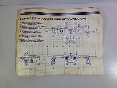 1984 Original GI Joe Vehicle Cobra Claw Blueprint Instruction Insert C ...