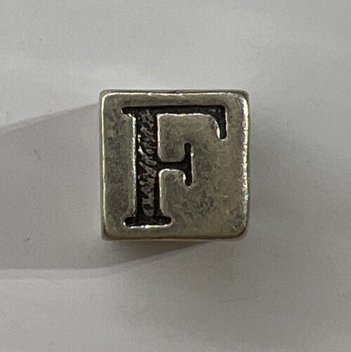 925 Sterling Silver Charm Slider Bead Alphabet Letter Monogram Cube F ...