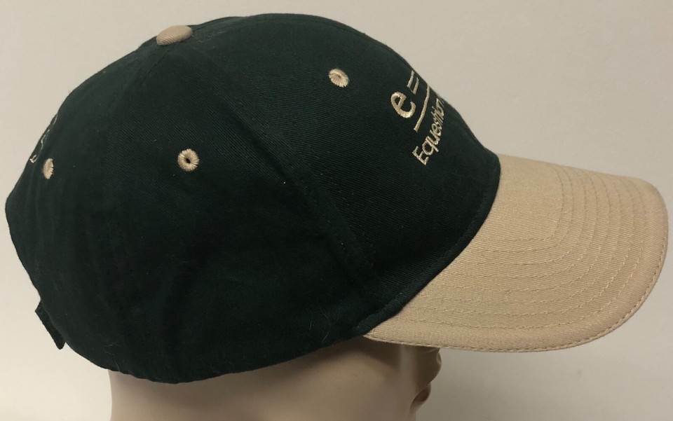 EQUESTRIAN ARENAS E = MC DARK GREEN AND TAN BASEBALL CAP WITH ADJ ...