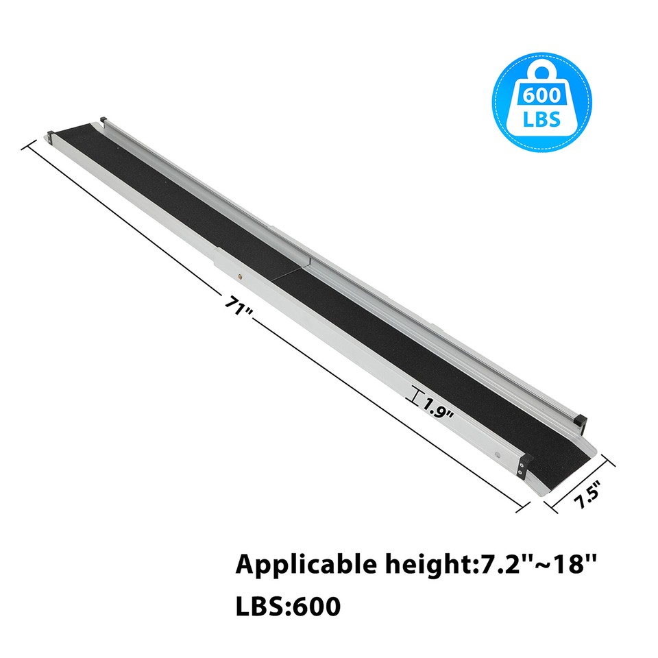 Aluminum Adjustable Non-skid Loading Wheelchair Telescoping Track Ramp ...