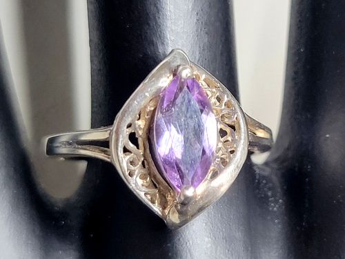 RJ GRAZIANO AVON 925 STERLING SILVER AMETHYST RING SIZE 8 FEBRUARY 1569 ...