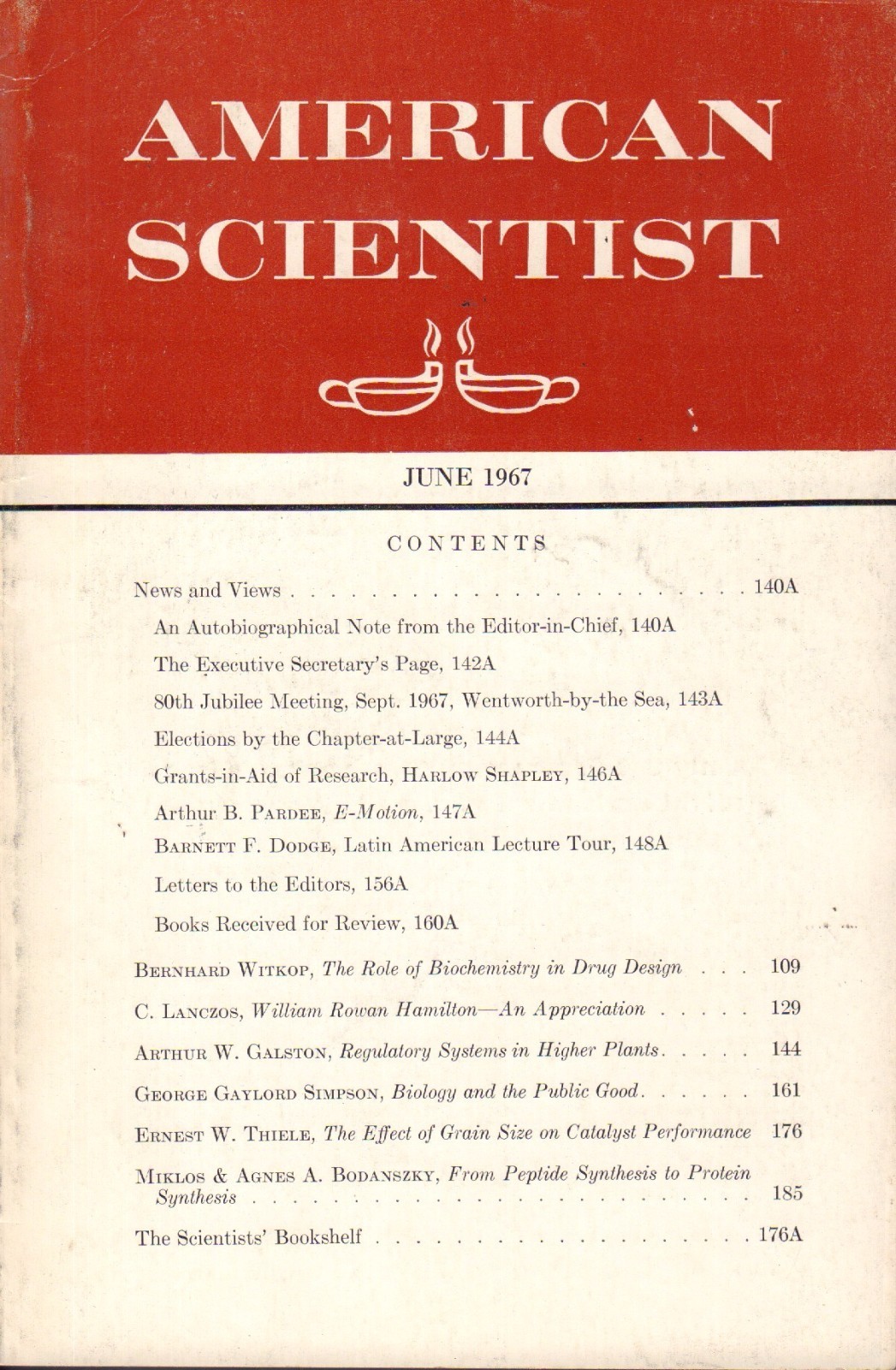 American Scientist Magazine June 1967 Bernhard Witkop 091817nonjhe | eBay