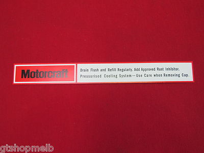 FORD FALCON 1973 XA GT GS RADIATOR SUPPORT PANEL DECAL MOTORCRAFT ...