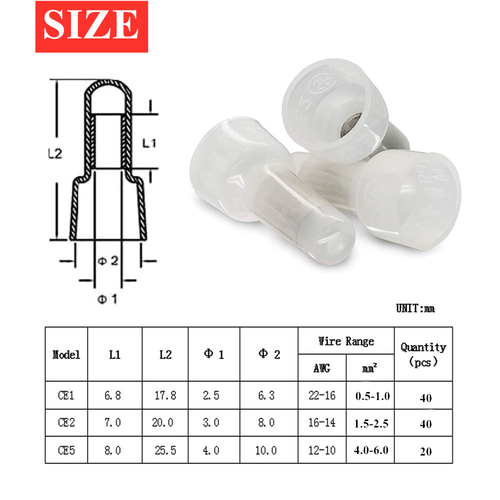 100PCS Mixed Nylon Closed End Terminal Cap Crimp Wire Connectors ...