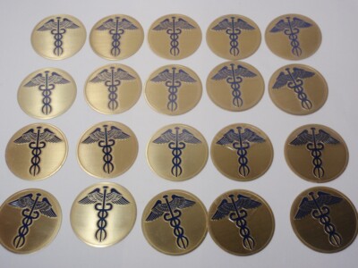 Lot 20 Caduceus Doctor Medical Medal Trophy Insert Round Thin Metal ...