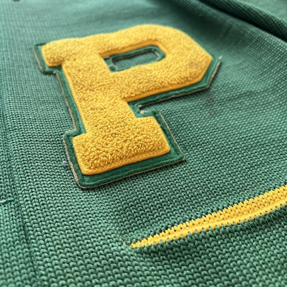 VTG 60s Letterman Varsity Cardigan Sweater 1/1 RARE Wing P Patch 67 ...