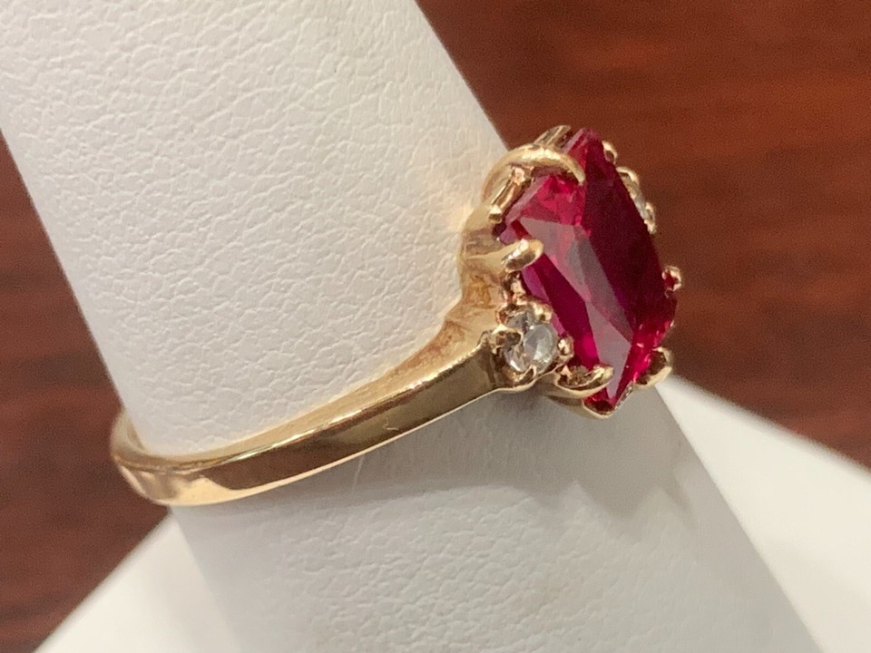Vtg. 10K Yellow Gold Ruby Ring Size 7.25 | eBay