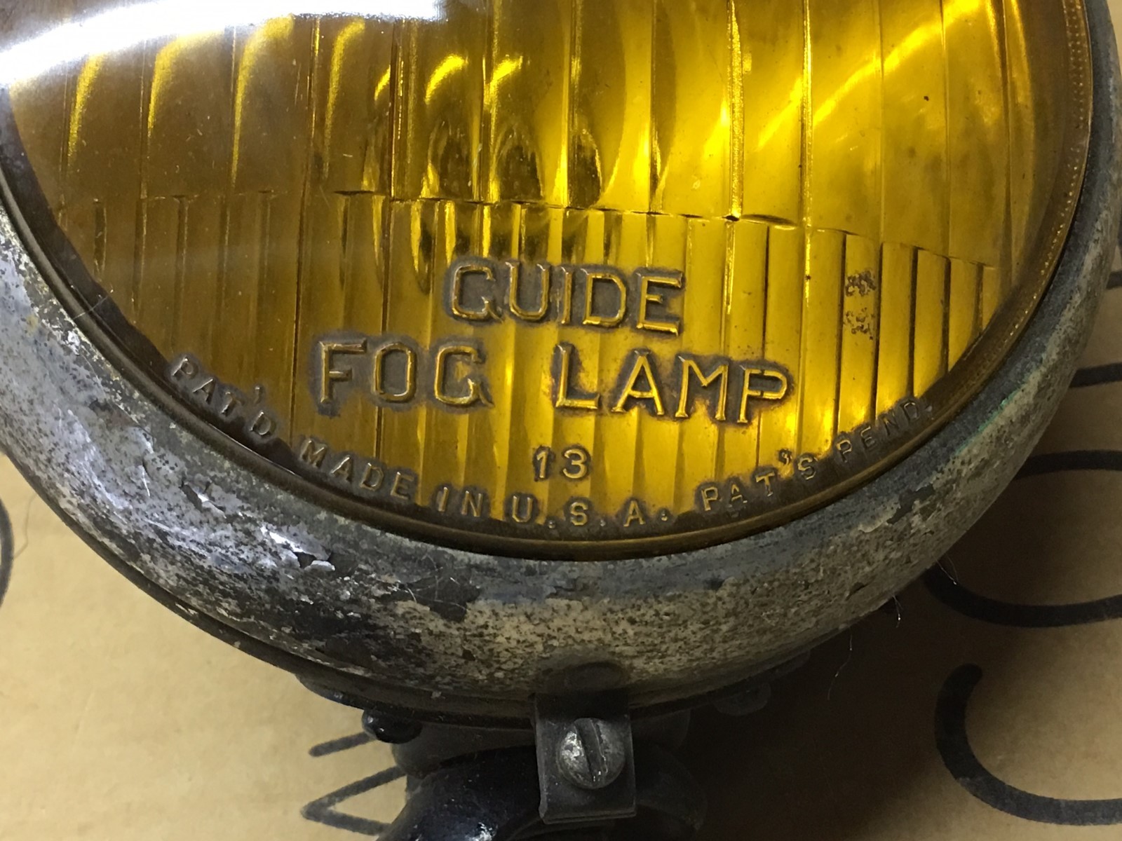 GUIDE FOG LAMP w Bracket Chevrolet Buick Olds 1920's 30's 5 3/8" amber ...