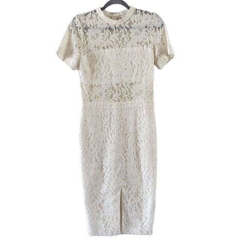 Alexis white lace short sleeve dress wedding cocktail party Medium | eBay
