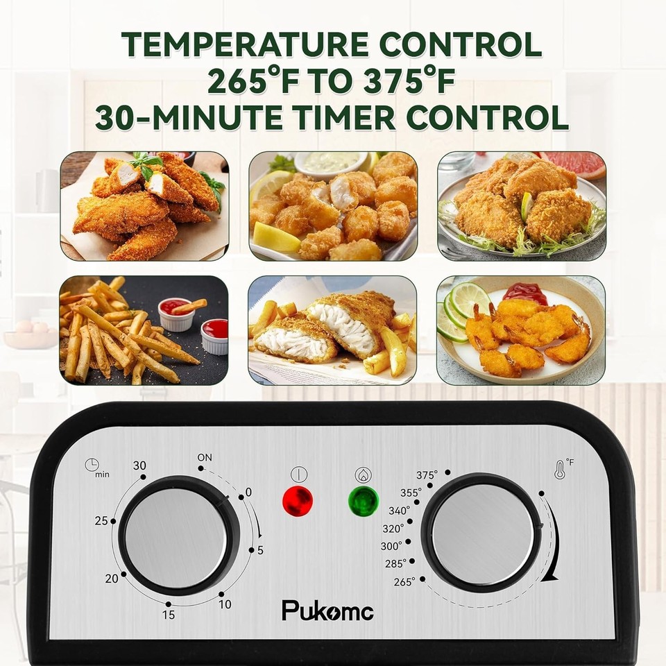 Electric Deep Fryer with 3-Baskets 5L 5.3Qt 1800W Timer and Temp ...