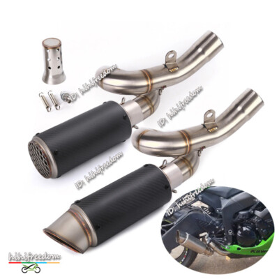 For Kawasaki Ninja ZX6R ZX636 2009-2023 Exhaust Mid Link Pipe Carbon ...