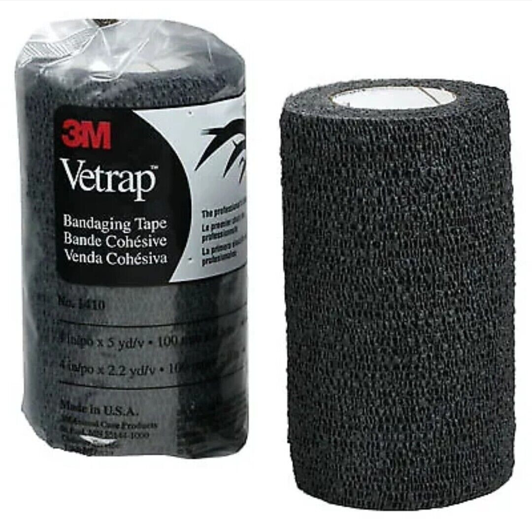 3M Vetrap Animal/General Bandaging Tape, Black, 4-In. x 5-Yds Lot of 5 ...