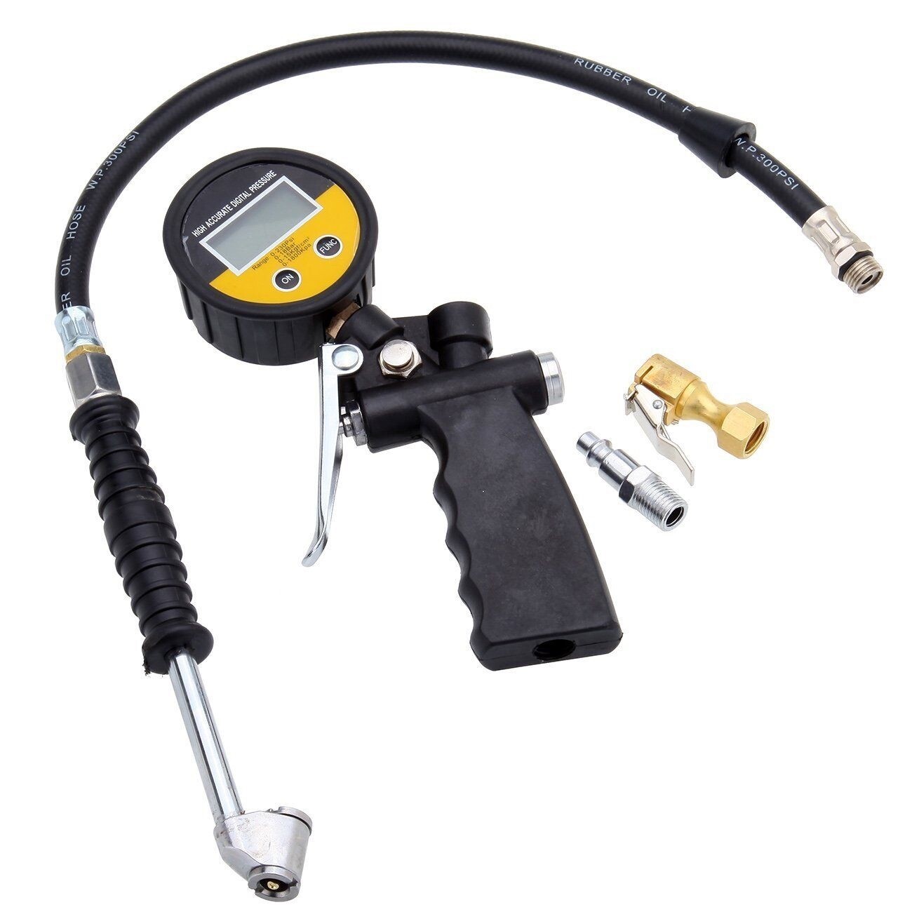 Digital Tire Inflator Pressure Gauge LCD Display Dual Check Valves Car ...