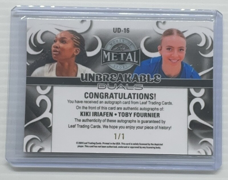 2024 Leaf Metal Kiki Iriafen Toby Fournier Orange Pulsar Dual Auto #1/1 ...