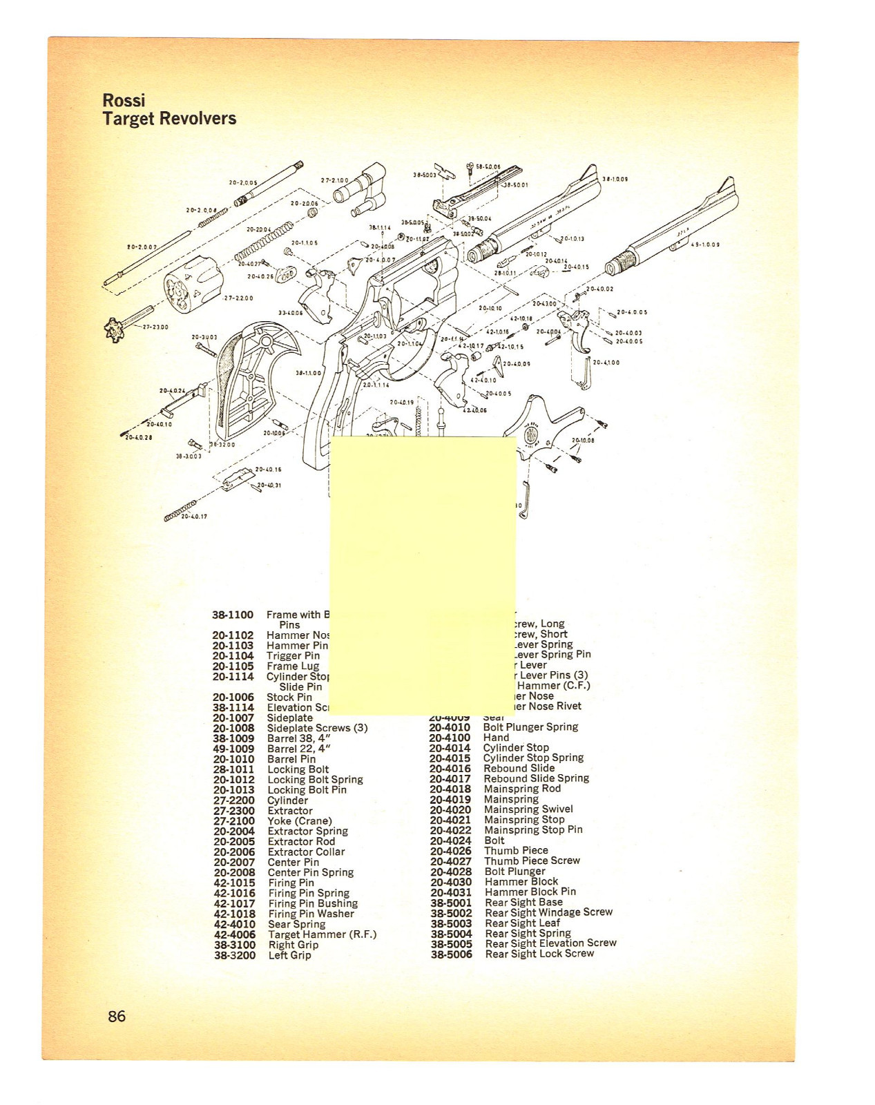 ROSSI TARGET REVOLVER WITH EXPLODED VIEW/PARTS LIST 1974 AD | eBay