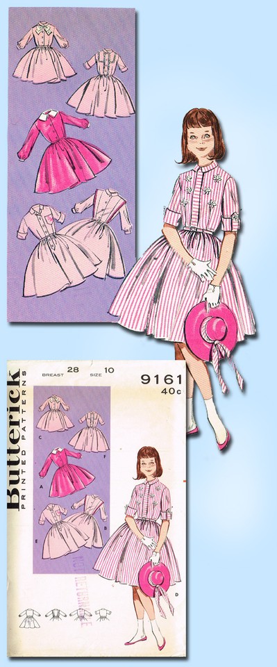 1960s Vintage Butterick Sewing Pattern 9161 Little Girls Shirtwaist ...