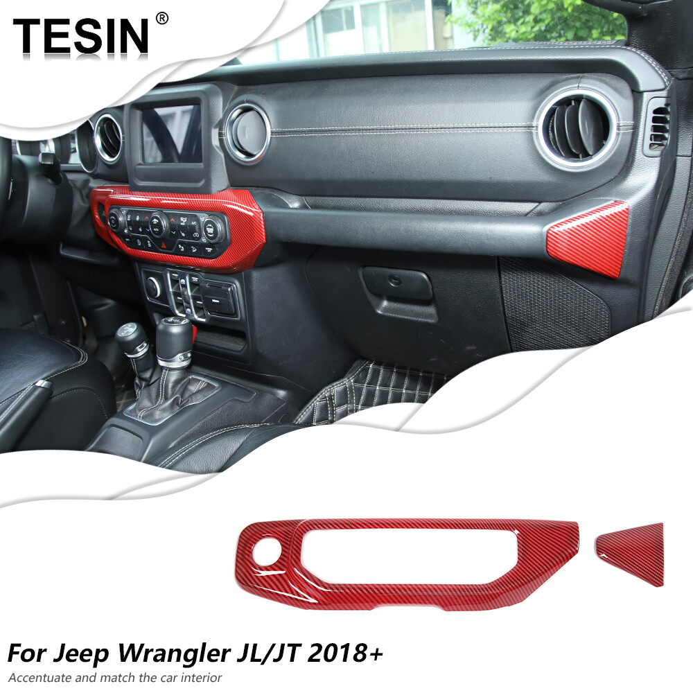 Red Carbon AC Volume Air Control Panel Decal Trim For Jeep Wrangler JL ...