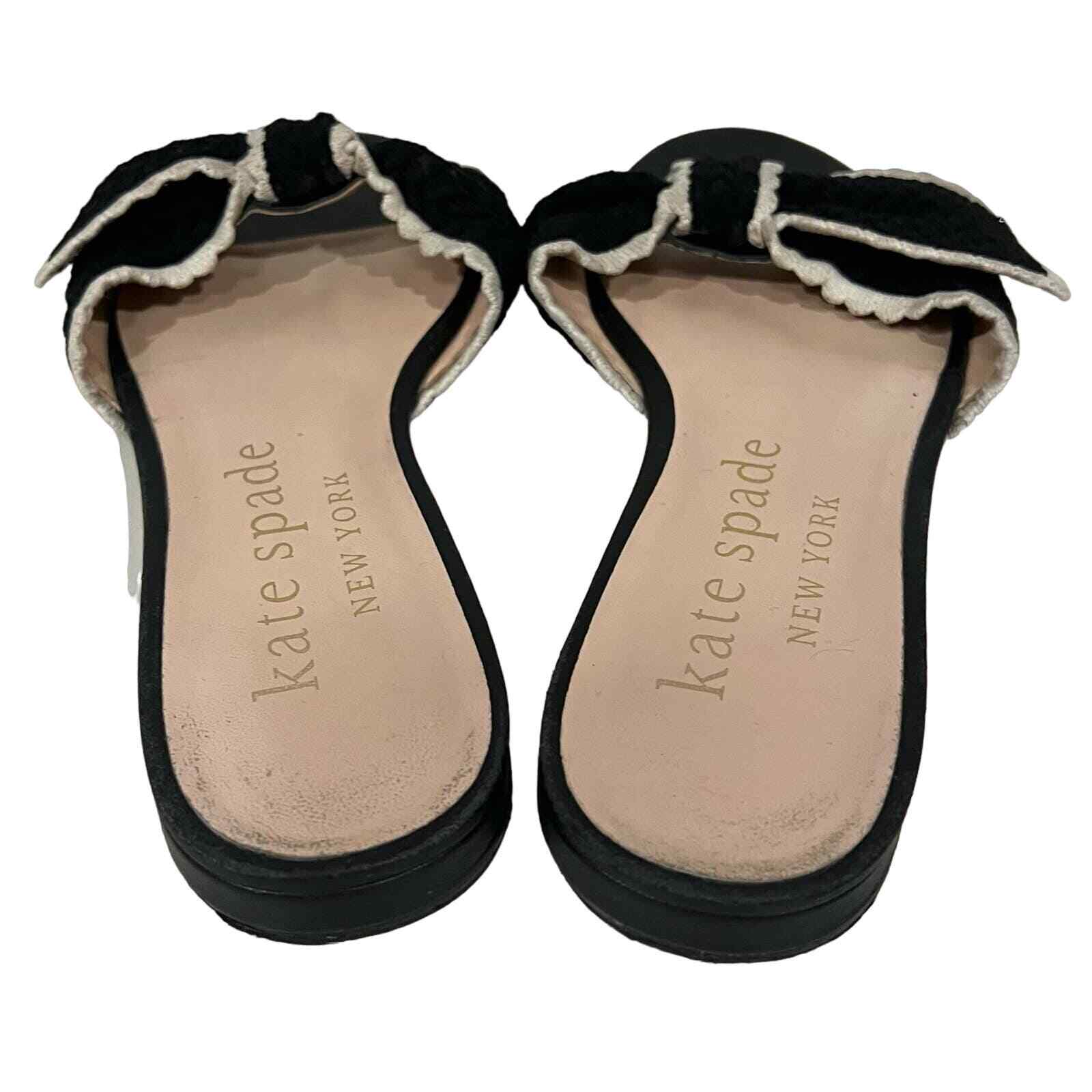 Kate Spade Tango Slides Sandals Crochet Black White B… - Gem