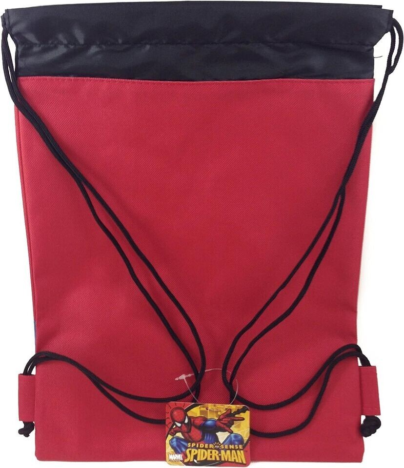 Marvel Spiderman Drawstring Backpack School Gym Tote Bag Red | eBay