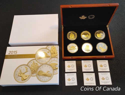 2015 Canada Big Coin Set - 30 Oz Silver Full Set - 5oz ea w/ Gold # ...