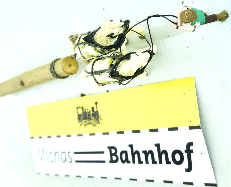 Preiser Waldarbeit Arbeiter Gespann Holz 50er 60er Jahre Holzfigur H0 1 ...