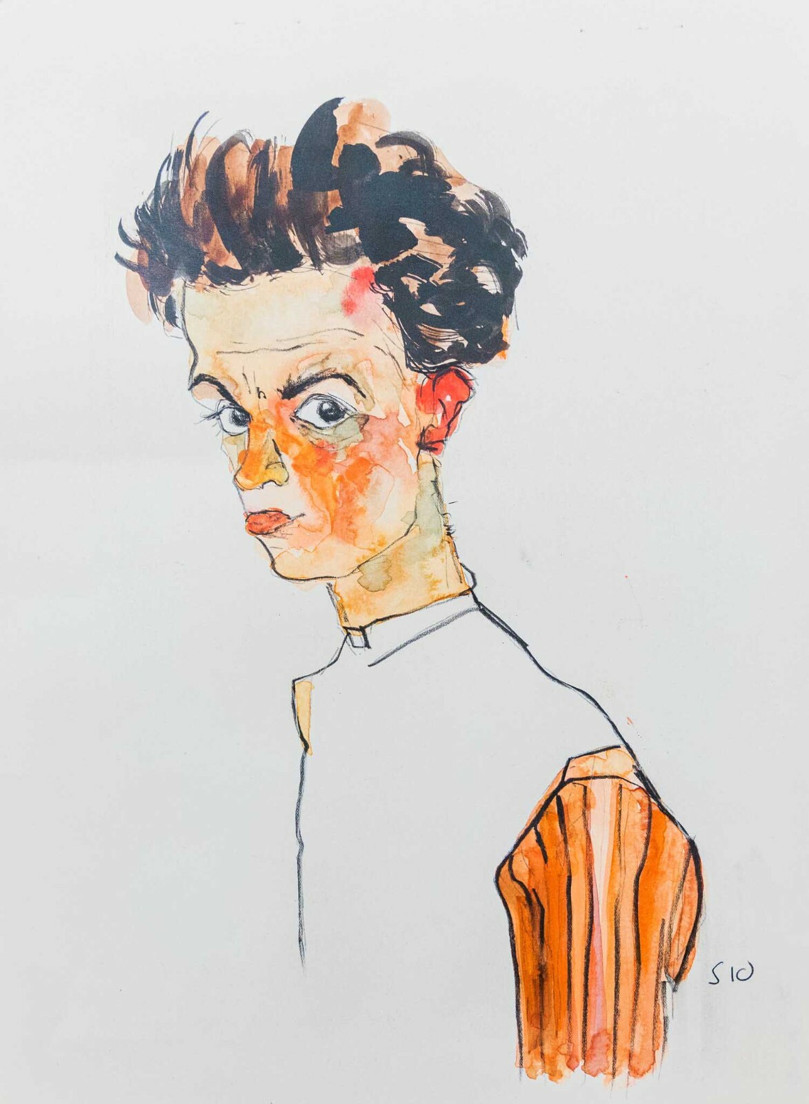 Egon Schiele Self Portrait Drawing