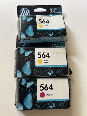 Genuine HP 564 Yellow / 564 Magenta / Original Ink Packs. Three Packs ...