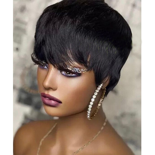 Short Pixie Cut Wig for Black Women Brazilian Human Hair Wigs None Lace ...