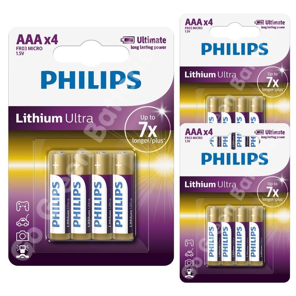 Philips AA AAA 9v Lithium Batteries Ultra PP3 1.5v LR6 L91 LR03 L92 ...
