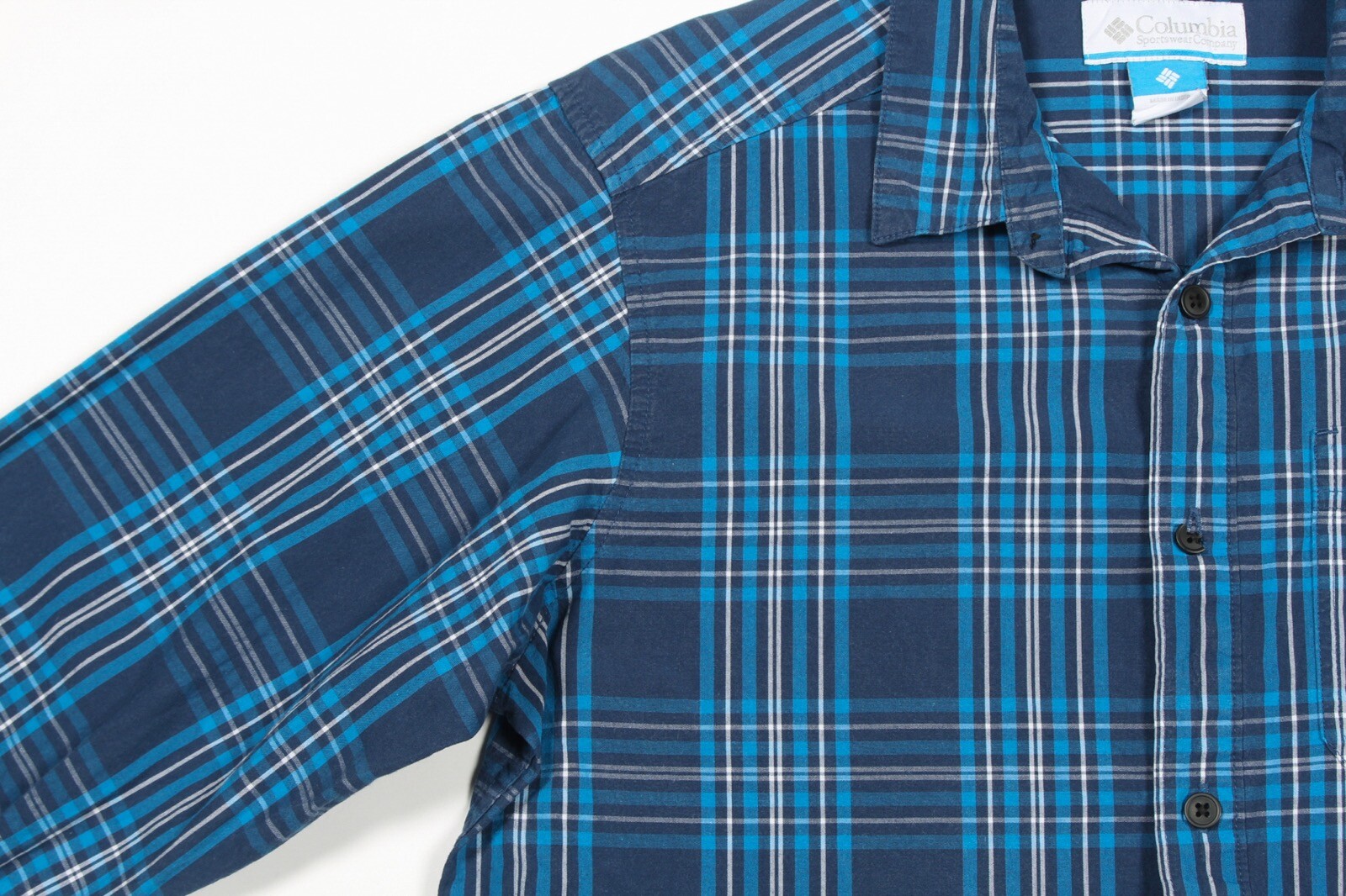 COLUMBIA Plaid Pattern Shirt Small Check Button Collar Cotton Western ...