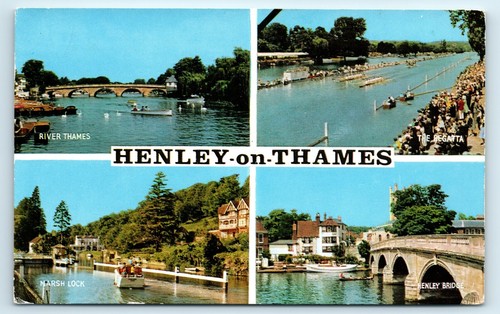 POSTCARD HENLEY-ON-THAMES COLOUR COLLAGE SALMON SERIES CAMERA COLOUR ...