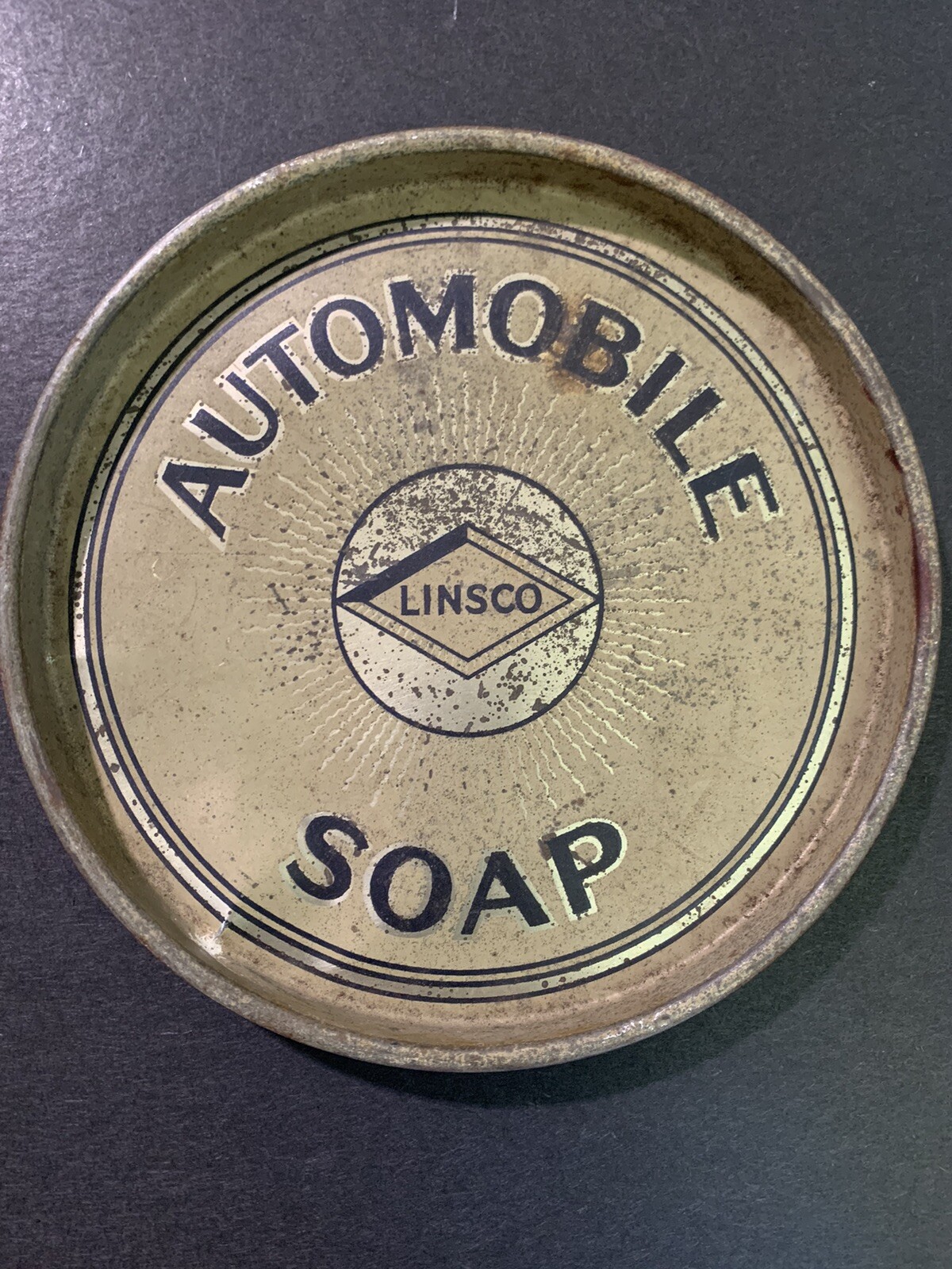 Vintage Linsco Early Automobile Litho Service Station Oil Gas Soap Tin ...