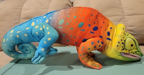 Realistic Chameleon Lizard Multi-Colored Hand Puppet Plush The Puppet ...